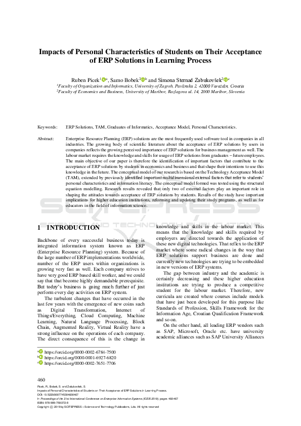 (PDF) Impacts of Personal Characteristics of Students on Their Acceptance of ERP Solutions in ...
