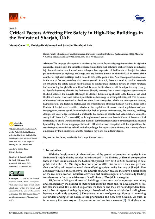 (PDF) Critical Factors Affecting Fire Safety in High-Rise Buildings in ...