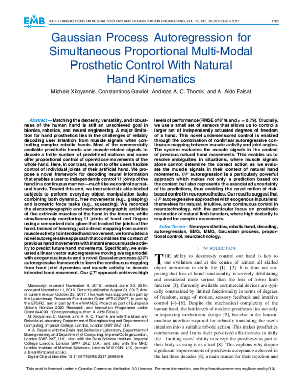 (PDF) Gaussian Process Autoregression for Simultaneous Proportional Multi-Modal Prosthetic ...