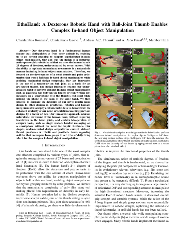 (PDF) EthoHand: A dexterous robotic hand with ball-joint thumb enables ...