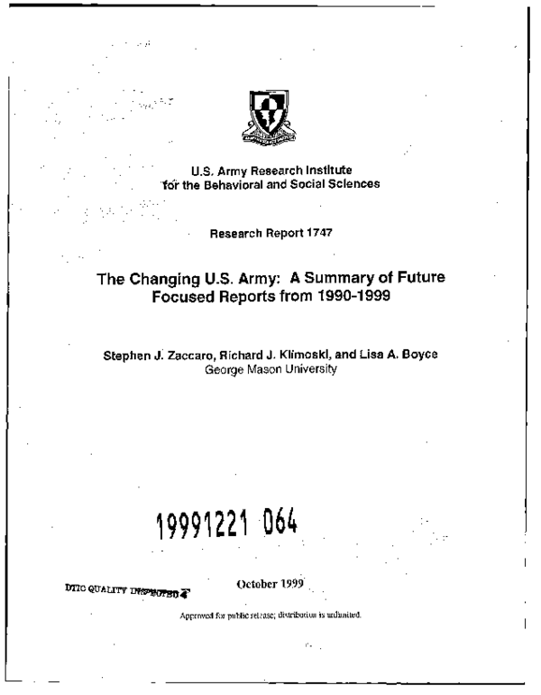 (PDF) The Changing U.S. Army: A Summary of Future Focused Reports from ...