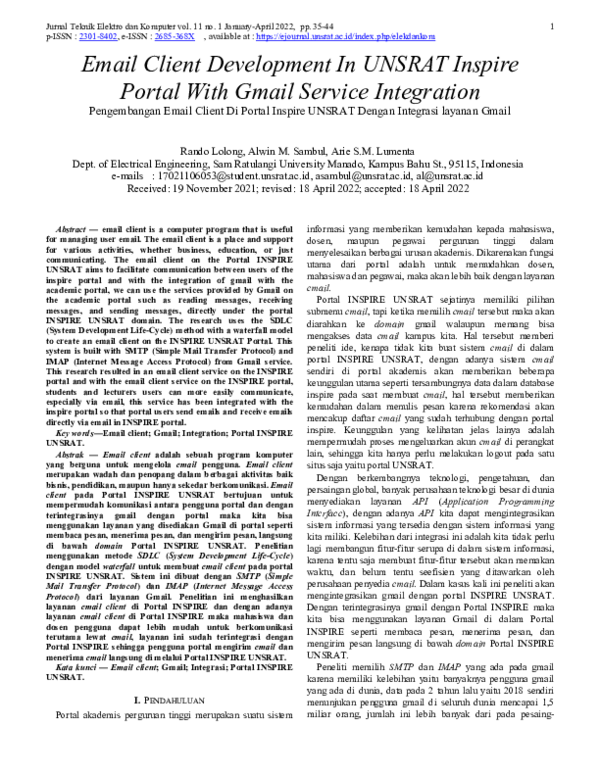 (PDF) Pengembangan Email Client Di Portal Inspire UNSRAT Dengan ...