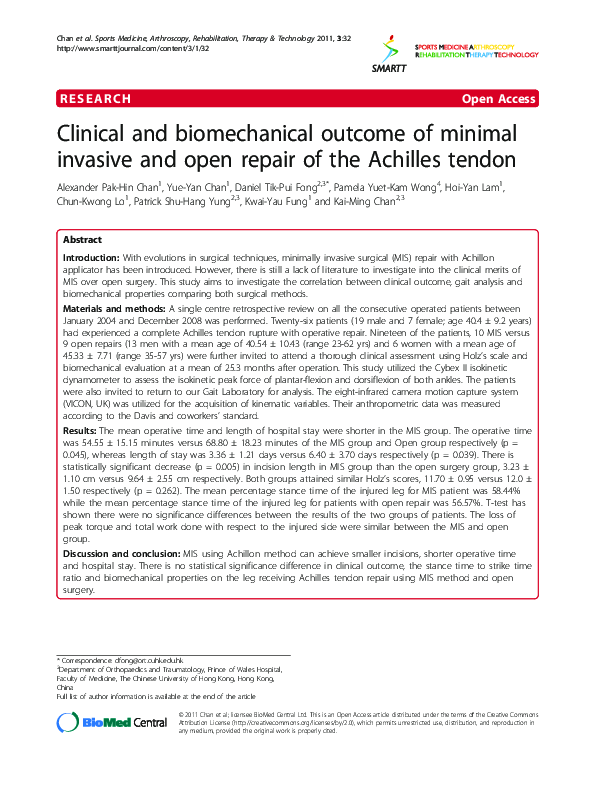 (PDF) Clinical and biomechanical outcome of minimal invasive and open ...