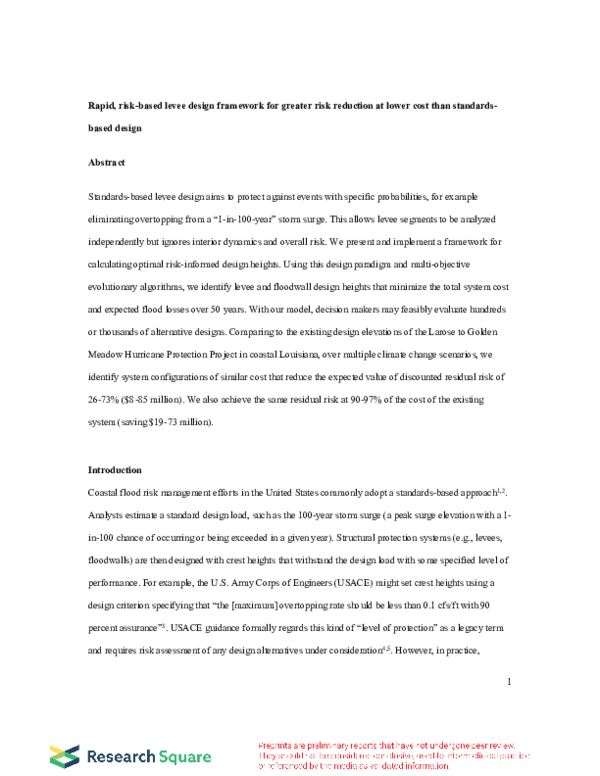 (PDF) Rapid, risk-based levee design framework for greater risk ...