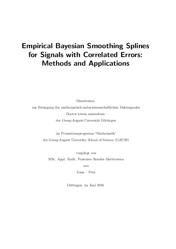 Pdf Empirical Bayesian Smoothing Splines For Signals With Correlated Errors Methods And