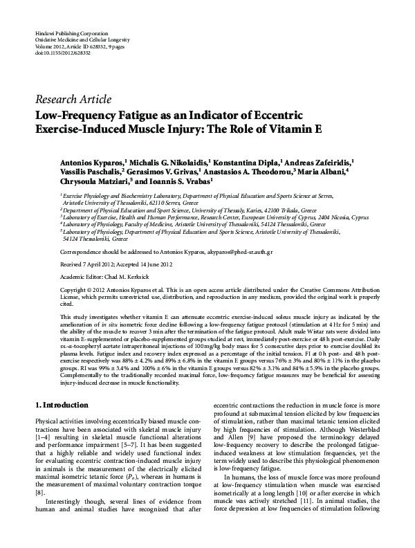 (PDF) Low-frequency fatigue as an indicator of eccentric exercise ...