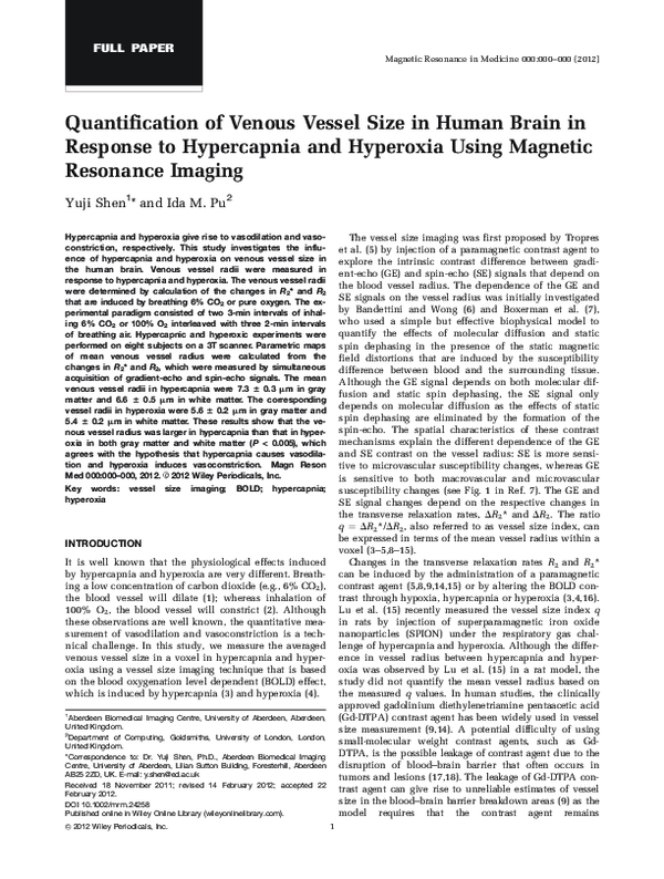 (PDF) Quantification of venous vessel size in human brain in response ...