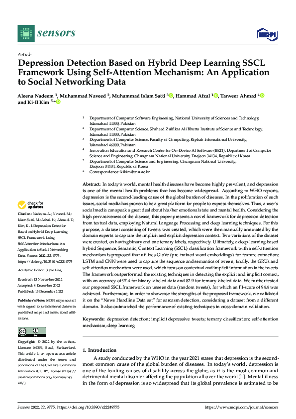 Pdf Depression Detection Based On Hybrid Deep Learning Sscl Framework