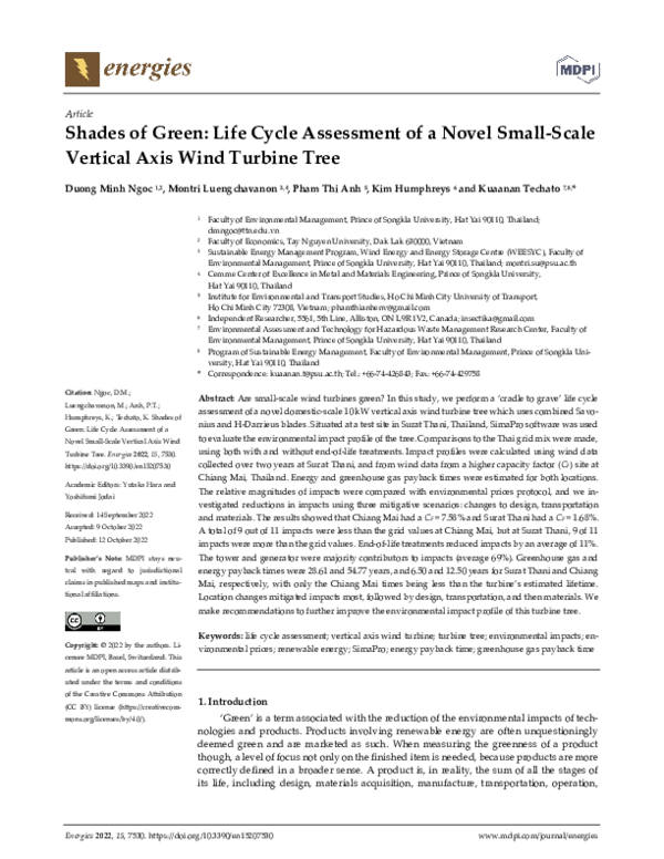 (PDF) Shades of Green: Life Cycle Assessment of a Novel Small-Scale ...