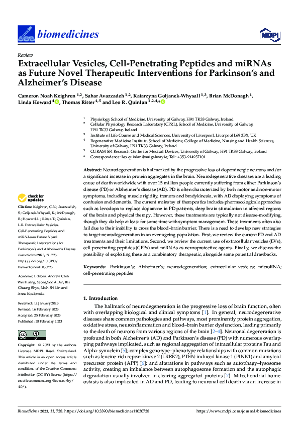 (PDF) Extracellular Vesicles, Cell-Penetrating Peptides and miRNAs as Future Novel Therapeutic ...