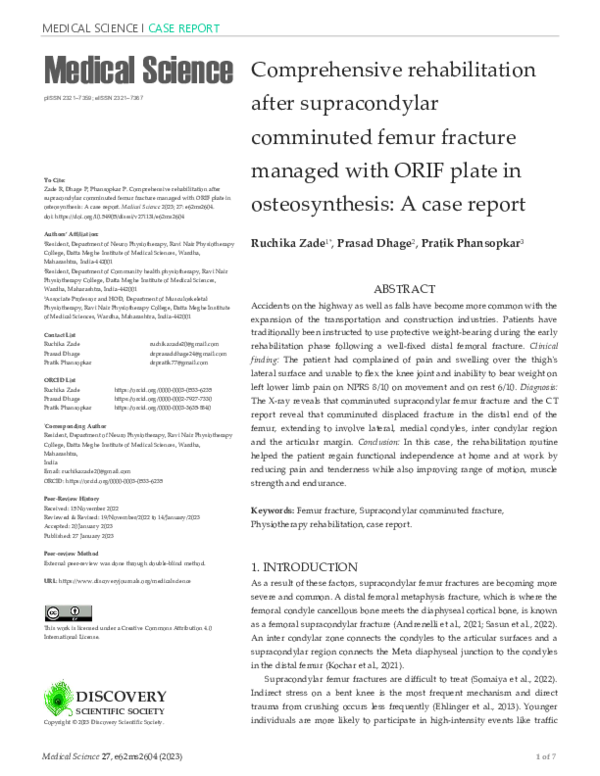(PDF) Comprehensive rehabilitation after supracondylar comminuted femur ...