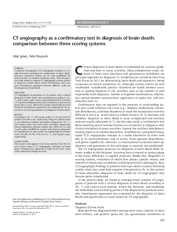 (PDF) CT angiography as a confirmatory test in diagnosis of brain death ...