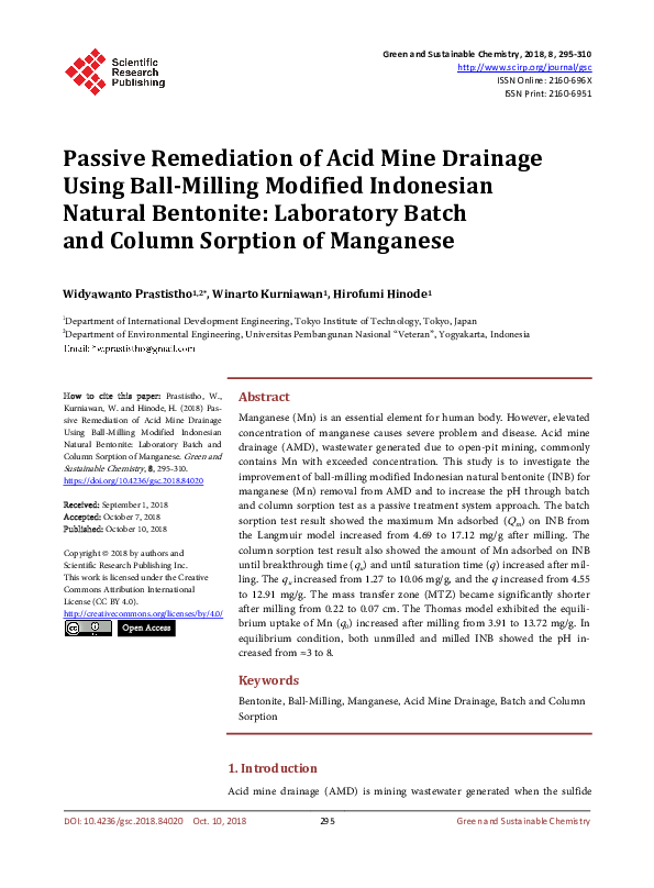 (PDF) Passive Remediation of Acid Mine Drainage Using Crab Shell Chitin