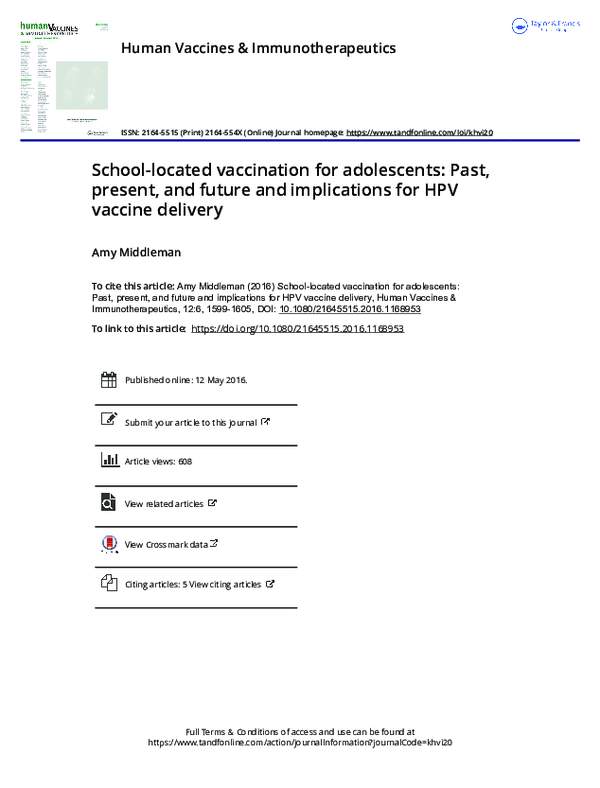 (PDF) School-located vaccination for adolescents: Past, present, and ...