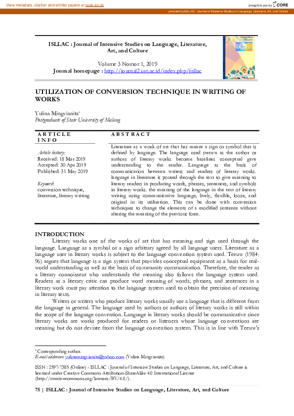 (PDF) Utilization of Conversion Technique in Writing of Works
