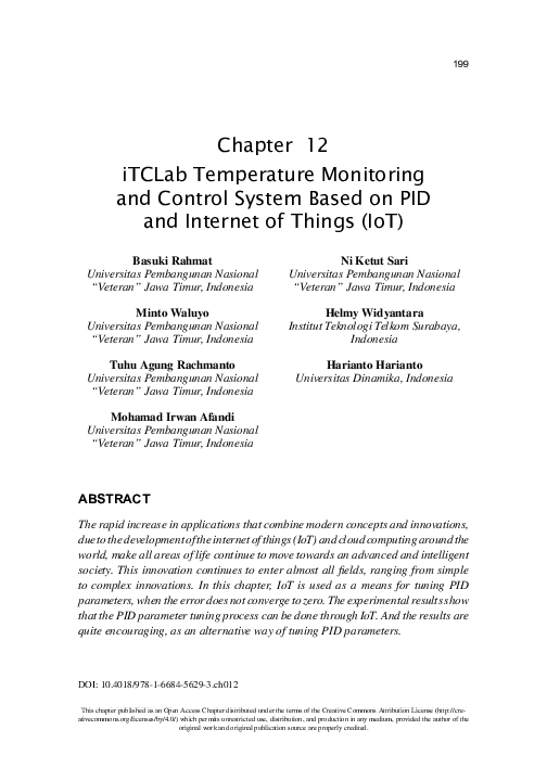 (PDF) iTCLab Temperature Monitoring and Control System Based on PID and Internet of Things (IoT)