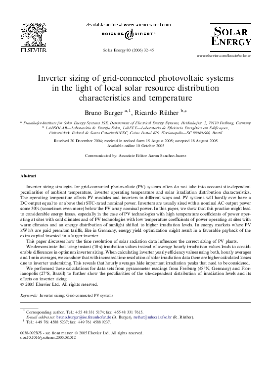 (PDF) Inverter sizing of grid-connected photovoltaic systems in the ...