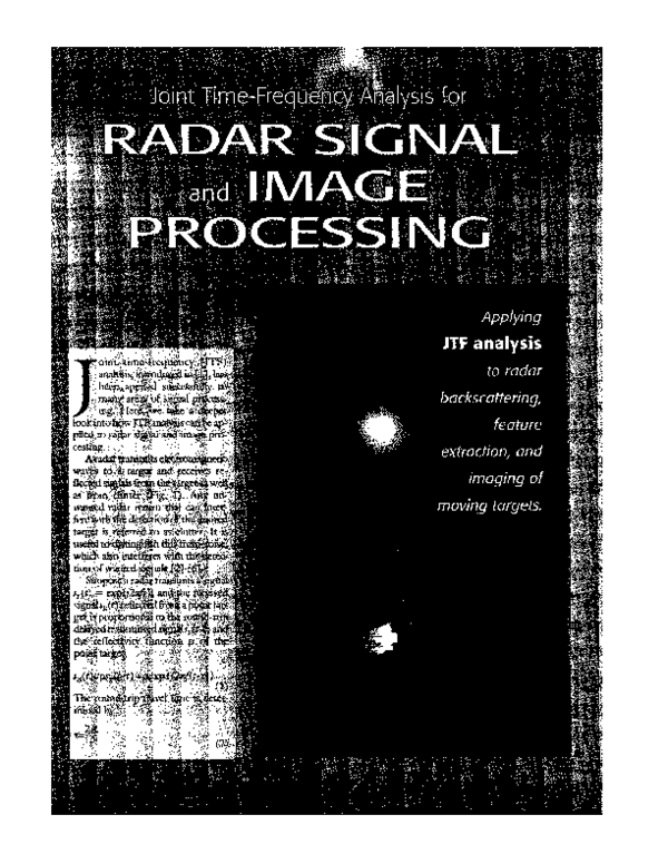 (PDF) Joint time-frequency analysis for radar signal and image processing