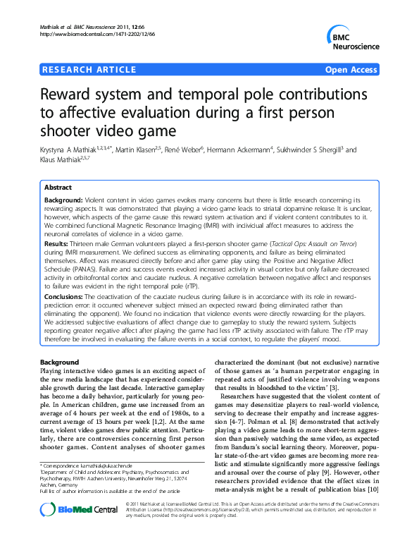 (PDF) Reward system and temporal pole contributions to affective ...