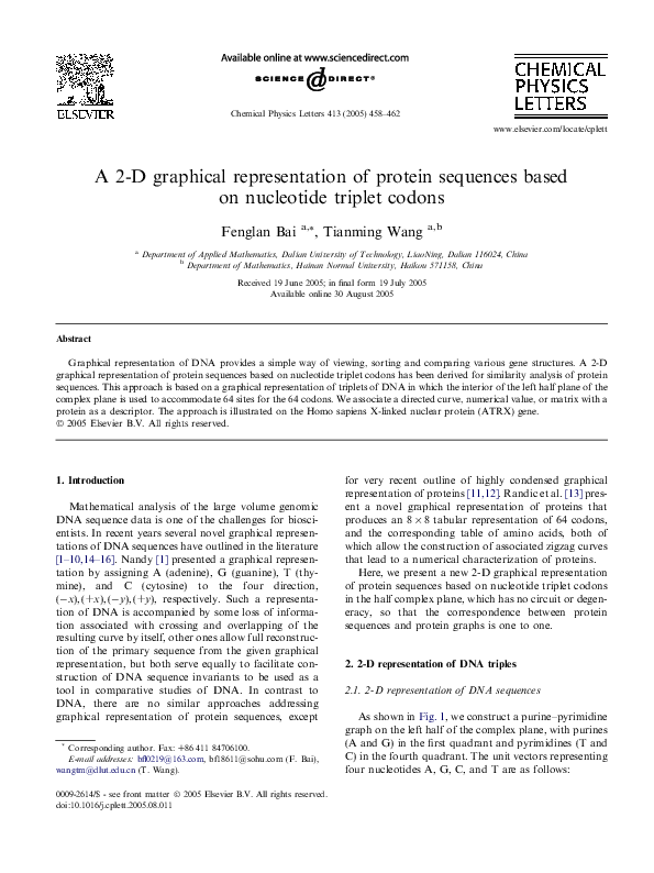 (PDF) A 2D graphical representation of protein sequence and its ...