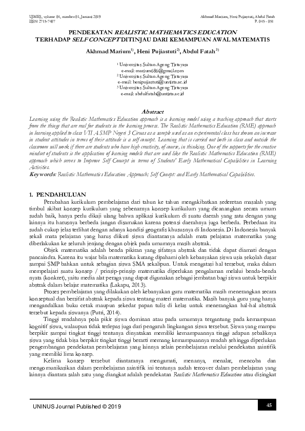 (PDF) Pendekatan Realistic Mathematics Education Terhadap Self Concept Ditinjau Dari Kemampuan ...