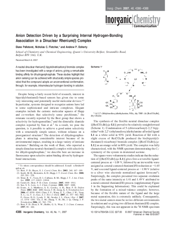 (PDF) Anion Detection Driven by a Surprising Internal Hydrogen-Bonding ...