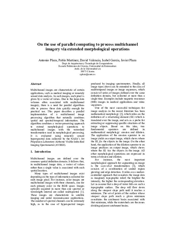 (PDF) Parallel Processing for Multichannel Image Analysis