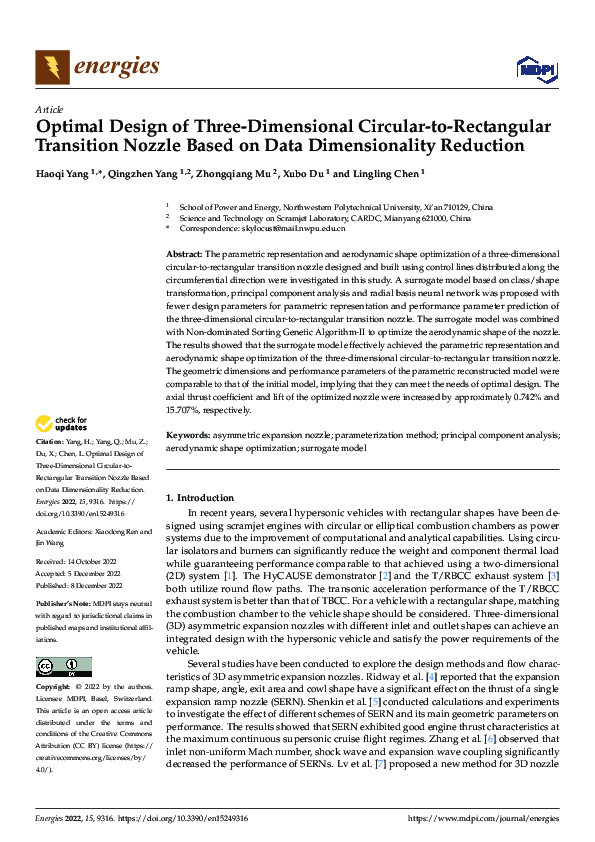 Pdf Optimal Design Of Three Dimensional Circular To Rectangular Transition Nozzle Based On