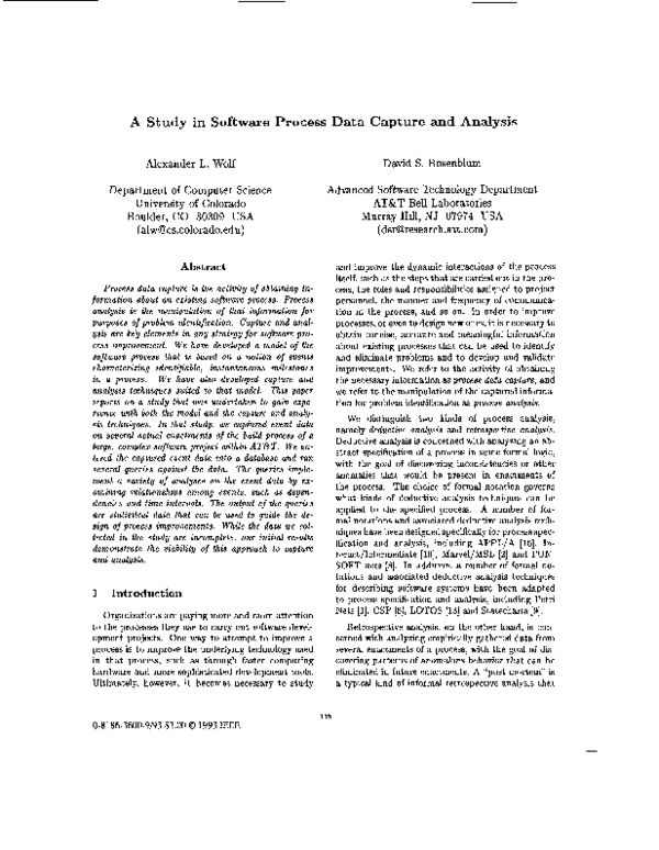 (PDF) A study in software process data capture and analysis