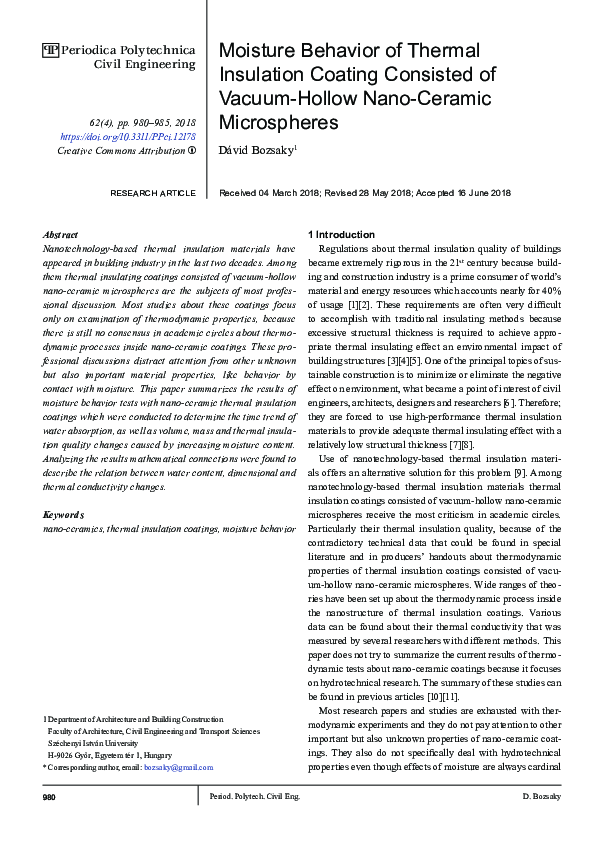 (PDF) Moisture Behavior of Thermal Insulation Coating Consisted of ...