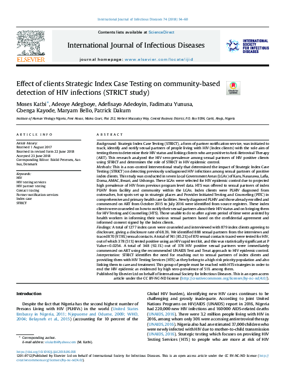 (PDF) Effect of clients Strategic Index Case Testing on community-based ...