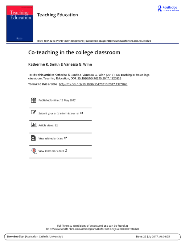 (PDF) Co-teaching in the college classroom
