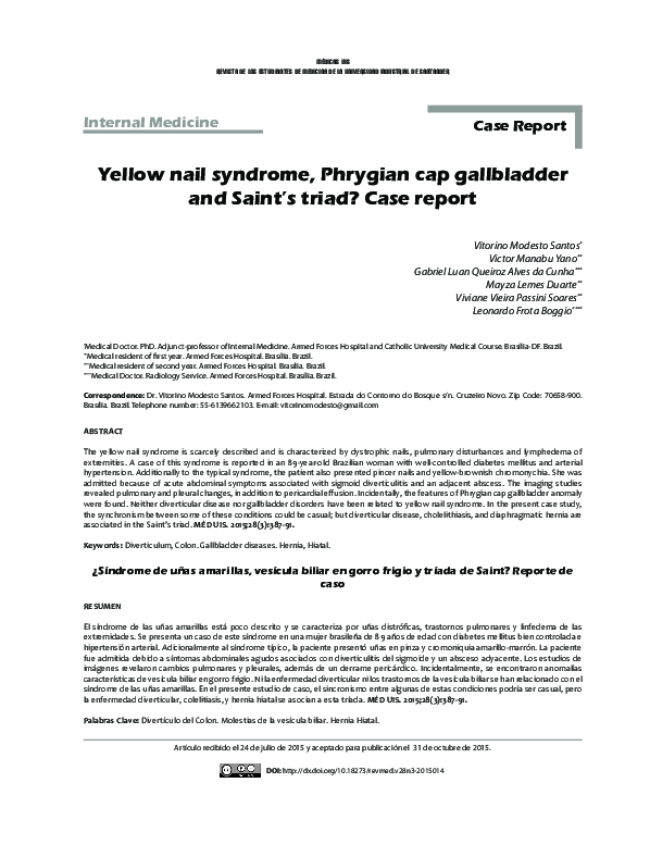 (PDF) Yellow nail syndrome, Phrygian cap gallbladder and Saint's triad ...