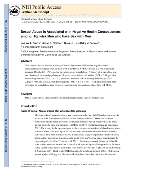 (PDF) Sexual Abuse is Associated with Negative Health Consequences ...