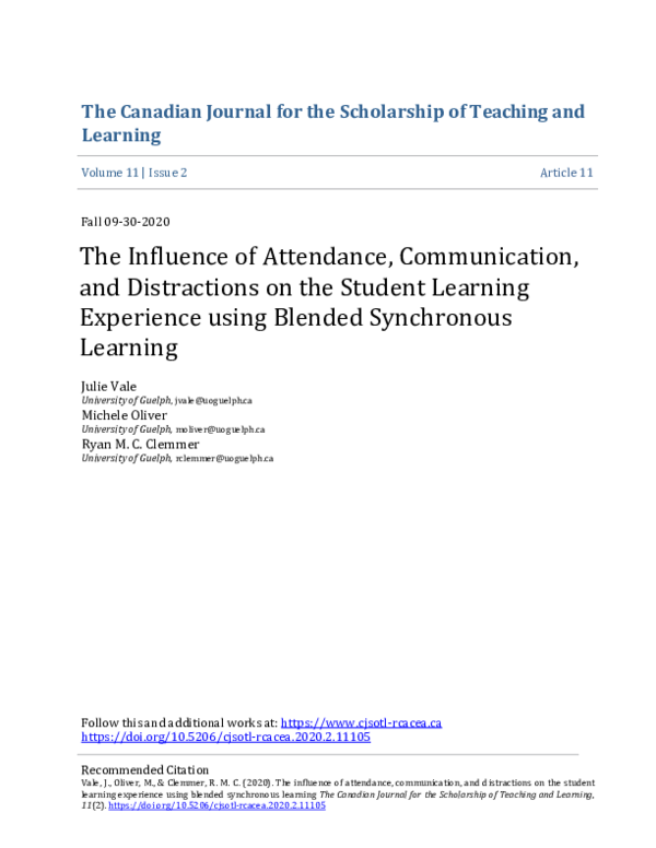 (PDF) The Influence of Attendance, Communication, and Distractions on ...