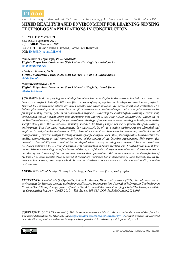 (PDF) Mixed reality based environment for learning sensing technology applications in ...