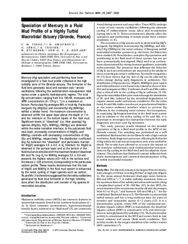 (PDF) Speciation of Mercury in a Fluid Mud Profile of a Highly Turbid ...