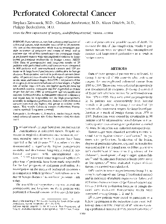 (PDF) Perforated colorectal cancer