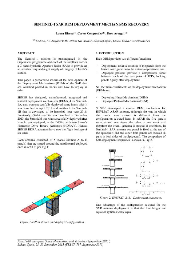 (PDF) SENTINEL-1 Sar Dem Deployment Mechanisms Recovery