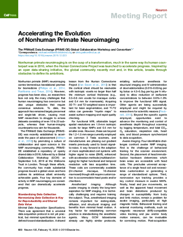 (PDF) Accelerating the Evolution of Nonhuman Primate Neuroimaging ...