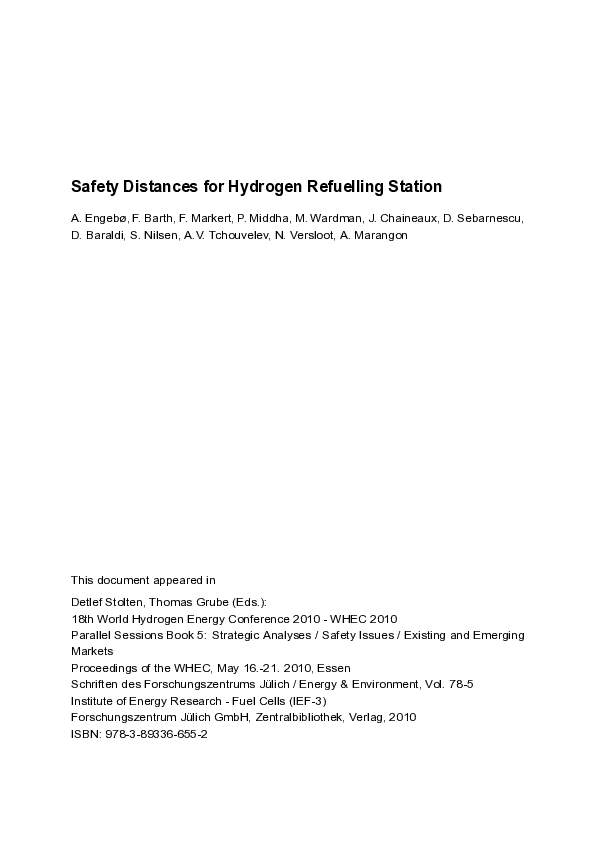 (PDF) Safety Distances for Hydrogen refuelling station