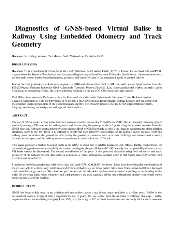 (PDF) Diagnostics of GNSS-based Virtual Balise in Railway Using ...