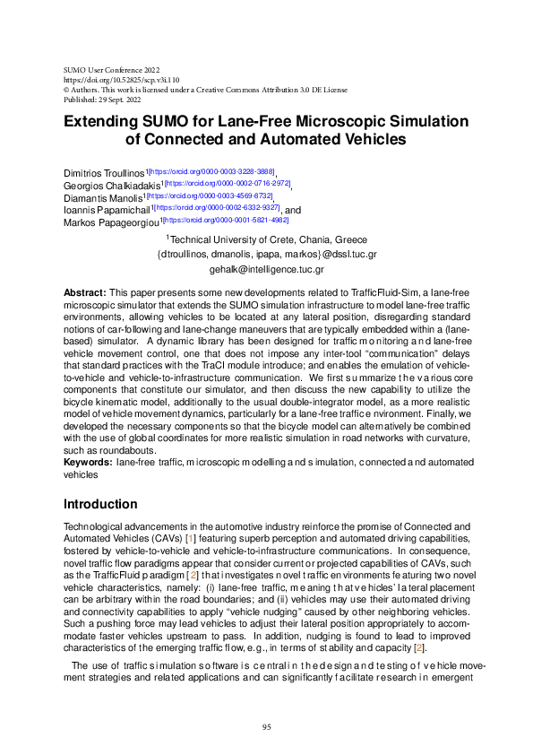 (PDF) Extending SUMO for Lane-Free Microscopic Simulation of Connected and Automated Vehicles ...