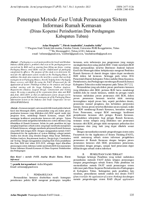 (PDF) Penerapan Metode Fast Untuk Perancangan Sistem Informasi Rumah ...