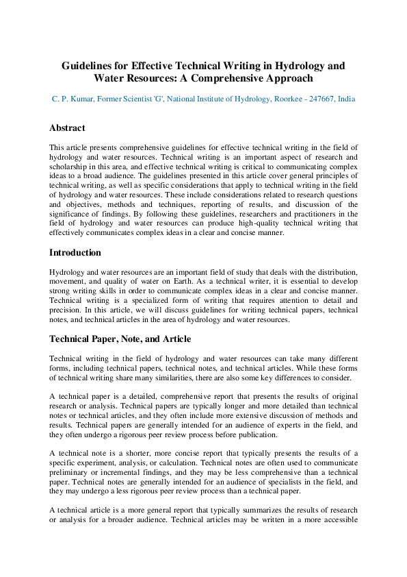 (PDF) Guidelines for Effective Technical Writing in Hydrology and Water ...