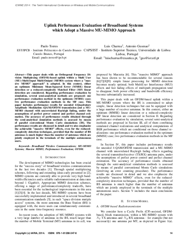 Pdf Uplink Performance Evaluation Of Broadband Systems Which Adopt A Massive Mu Mimo Approach
