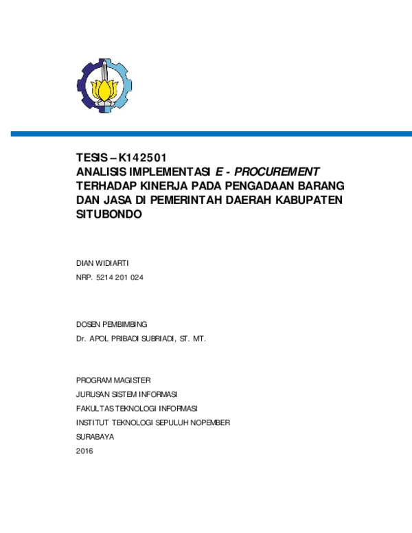(PDF) Analisis Implementasi E-Procurement Terhadap Kinerja Pada Pengadaan Barang Dan Jasa Di ...