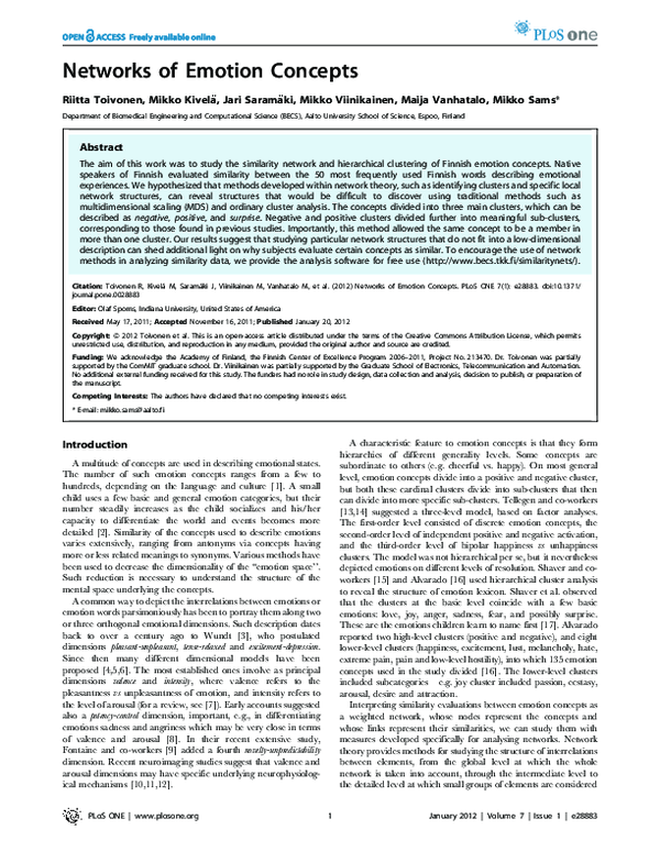 (PDF) Networks of Emotion Concepts