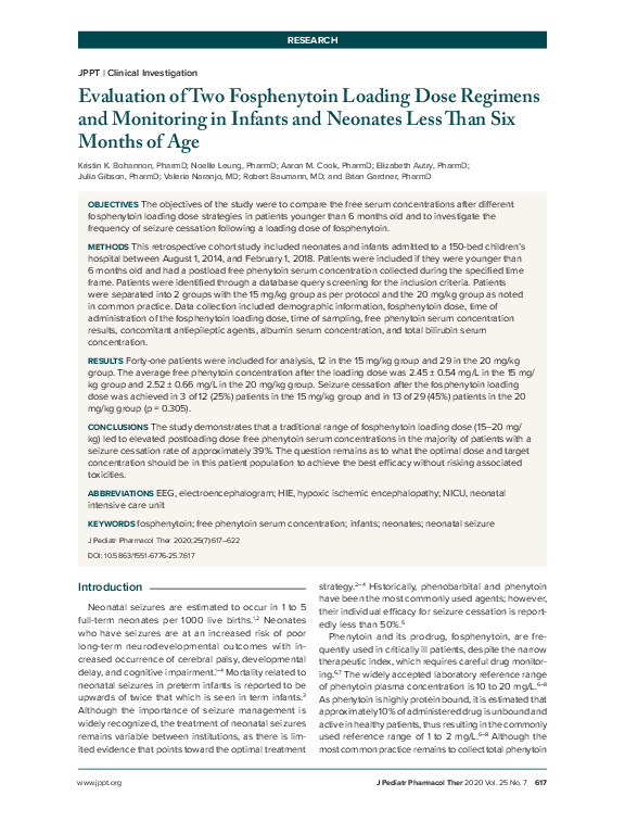 (PDF) Evaluation of Two Fosphenytoin Loading Dose Regimens and ...