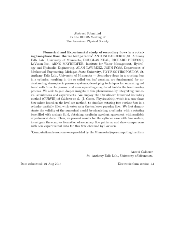 (PDF) Numerical and Experimental study of secondary flows in a rotating ...
